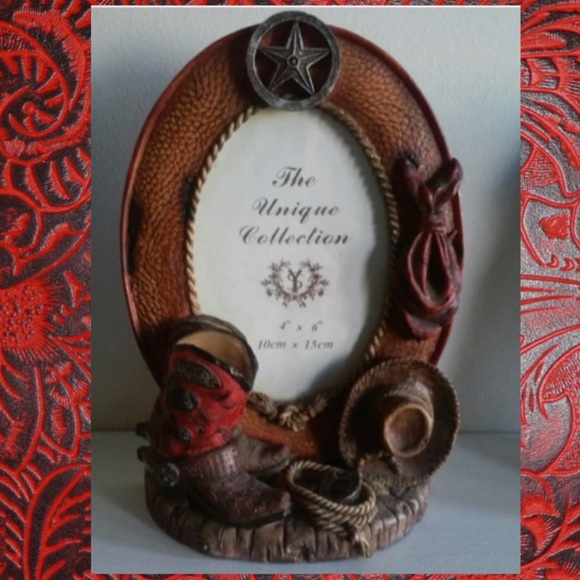 Rainbow Inc. | Accents | Rustic Western Cowboy 4x6 Oval Picture Frame ...